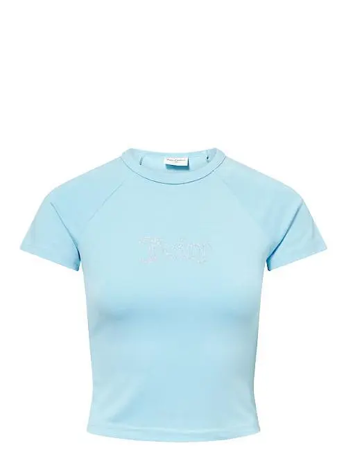 Juicy Couture Logo-embellished Modal-blend T-shirt - Sky Blue