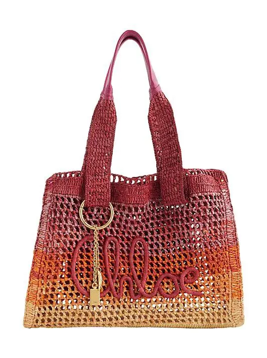 Chloé East-west Raffia Tote Bag - Multicolor Orange