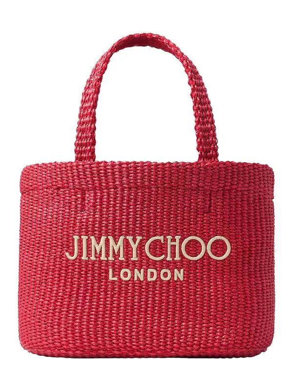 JIMMY CHOO Mini Beach Tote Bag - Ruby Red/light Gold