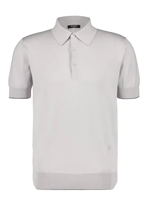 Balmain Polo Regular Fit Cotton Silk Knit - Grey