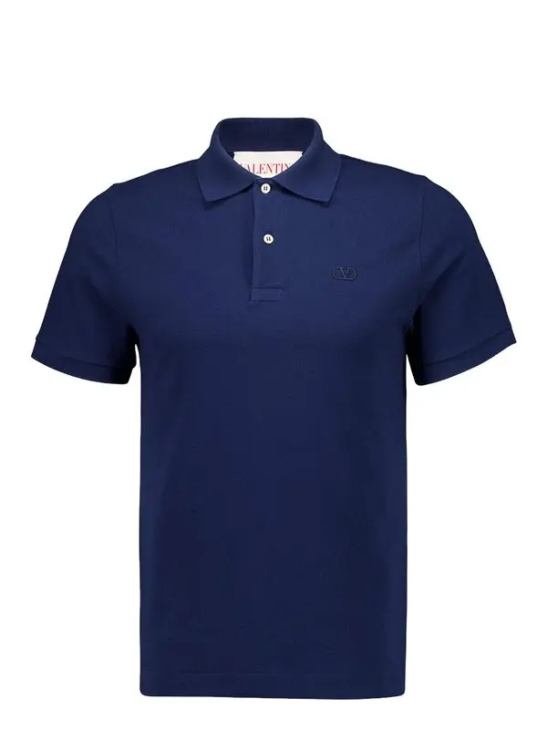 Valentino Garavani Indigo Cotton Piqué Polo Shirt - Blue