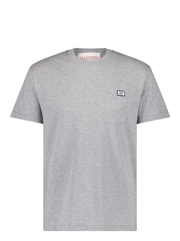 Valentino Garavani Cotton T-shirt With Vlogo Patch - Grey