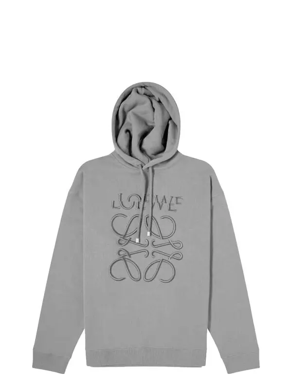 Loewe Relaxed Fit Split Logo Hoodie - Grey