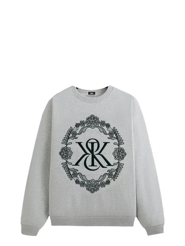 Kith Floral Lace Nelson Crewneck Sweatshirt - Light Heather Grey