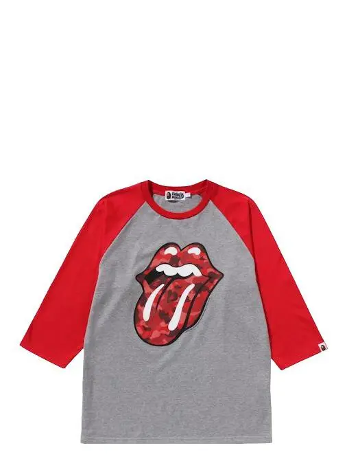 A BATHING APE Rolling Stones 3/4 Sleeve Tee Shirt - Red