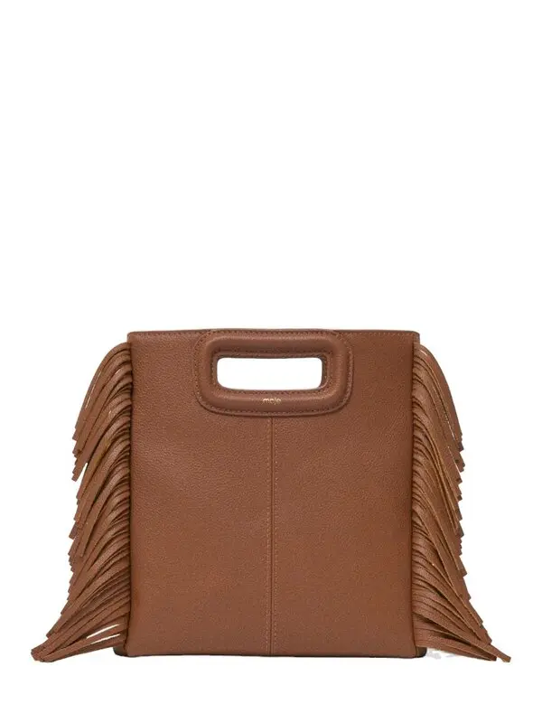Maje Grained Leather M Bag - Cognac Brown