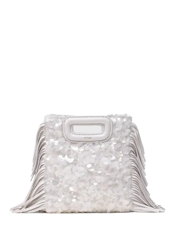 Maje Mini M Sequined Bag - White