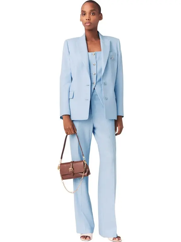 Maje Viscose Suit Jacket - Blue Sky