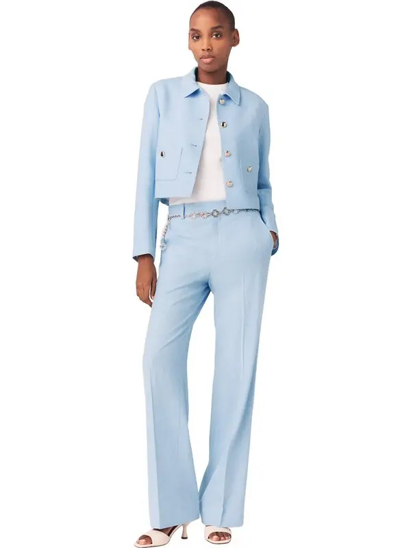 Maje Viscose Cropped Jacket - Blue Sky