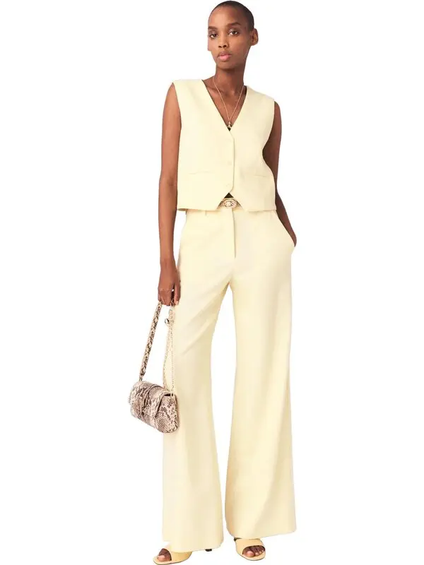 Maje Wide-leg Viscose Trousers - Pale Yellow