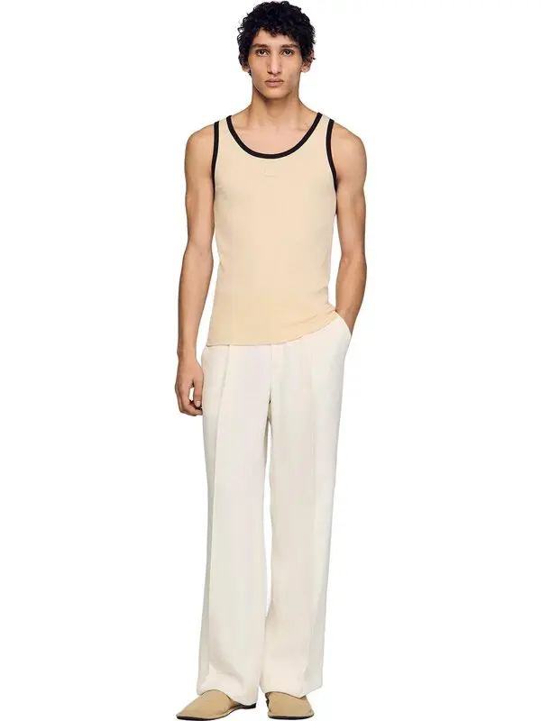 Sandro Cotton Vest Top With Patch - Sand