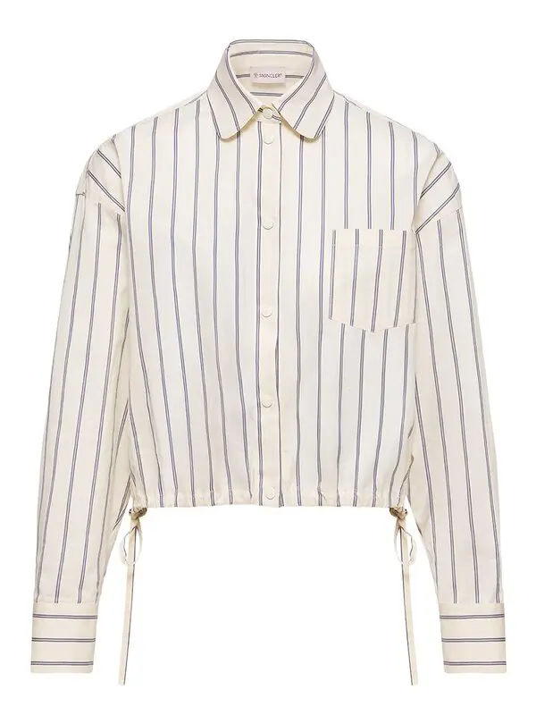 Moncler Striped Cotton & Silk Long Sleeve Shirt - White