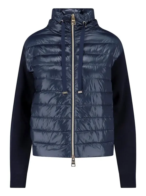 Herno Knitted And Nylon Puffer - Blue