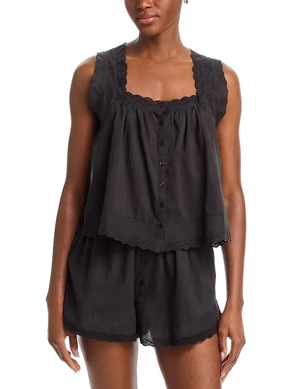 The Great. The Eyelet Tank - Black
