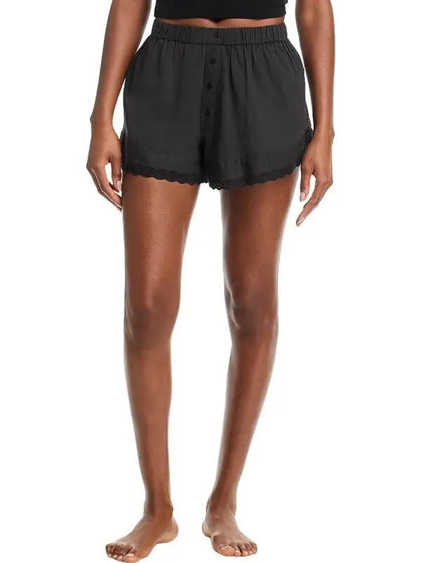 The Great. The Eyelet Tape Shorts - Black