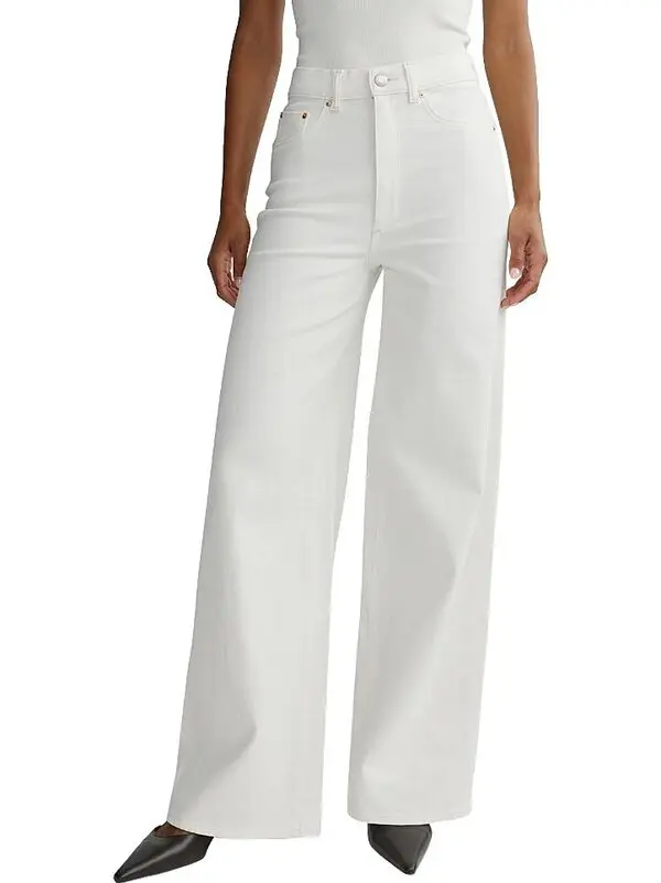 DL1961 Hepburn High-rise Wide-leg Jeans - Eggshell