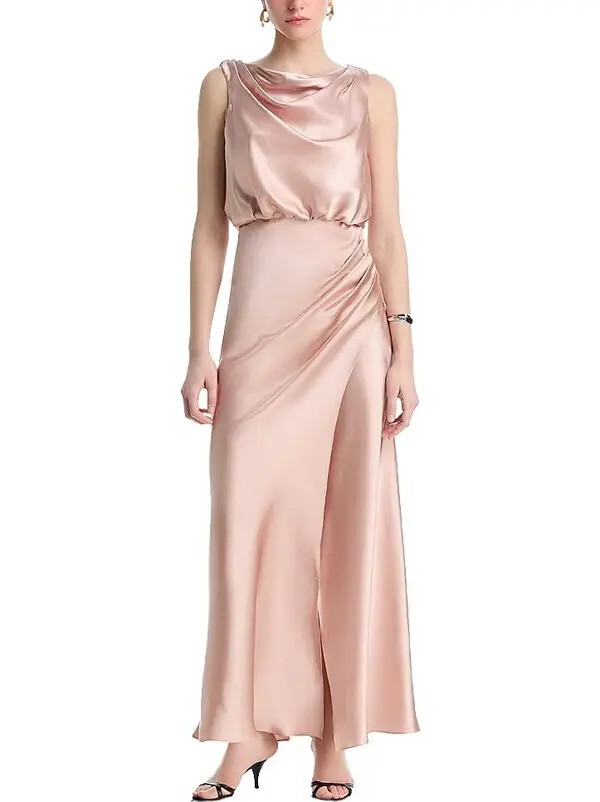 Aqua Draped Maxi Dress - Blush