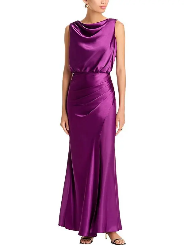 Aqua Draped Maxi Dress - Plum