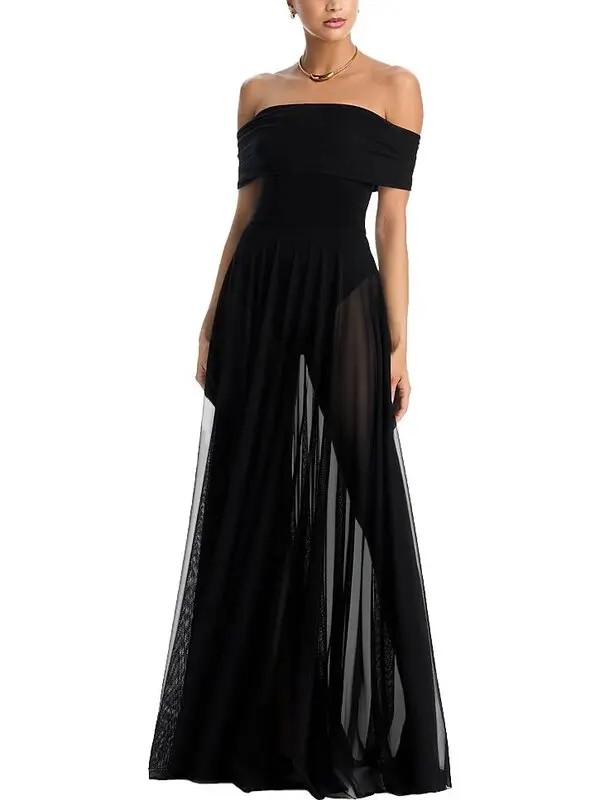 Norma Kamali Sleeveless Cowl Neck Flared Gown - Black