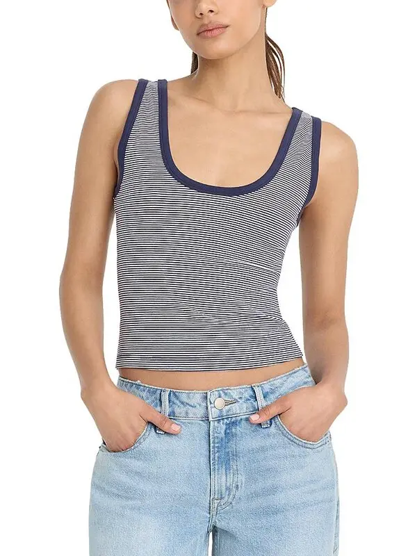 Good American Super Stretch Ringer Tank Top - Horizon Stripe