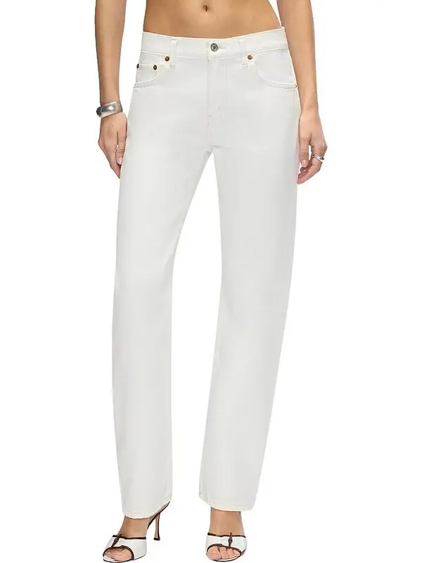 RE/DONE Mid Rise Blondie Straight Crop Jeans - Crema