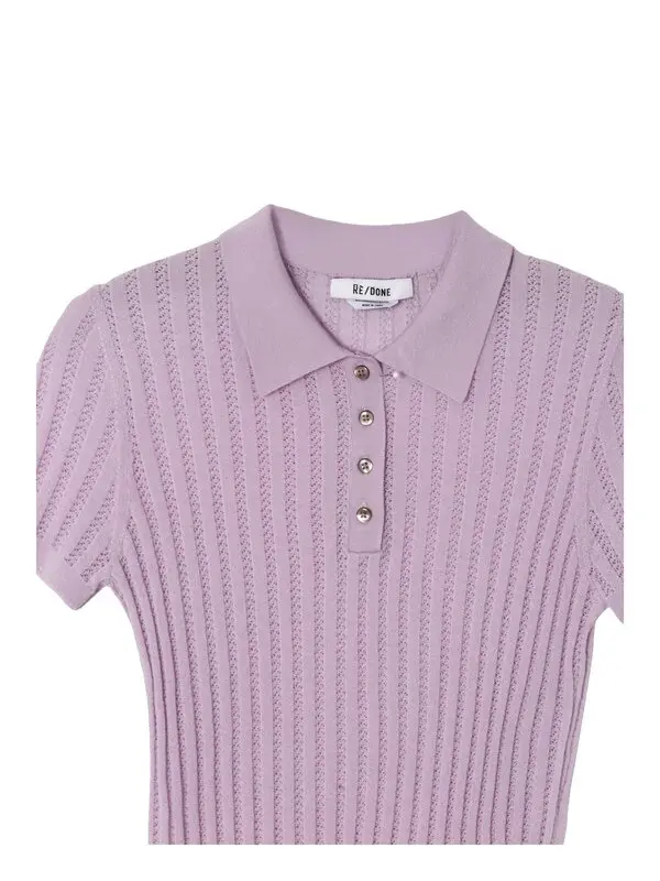 RE/DONE The Veil Pointelle Polo - Baby Violet