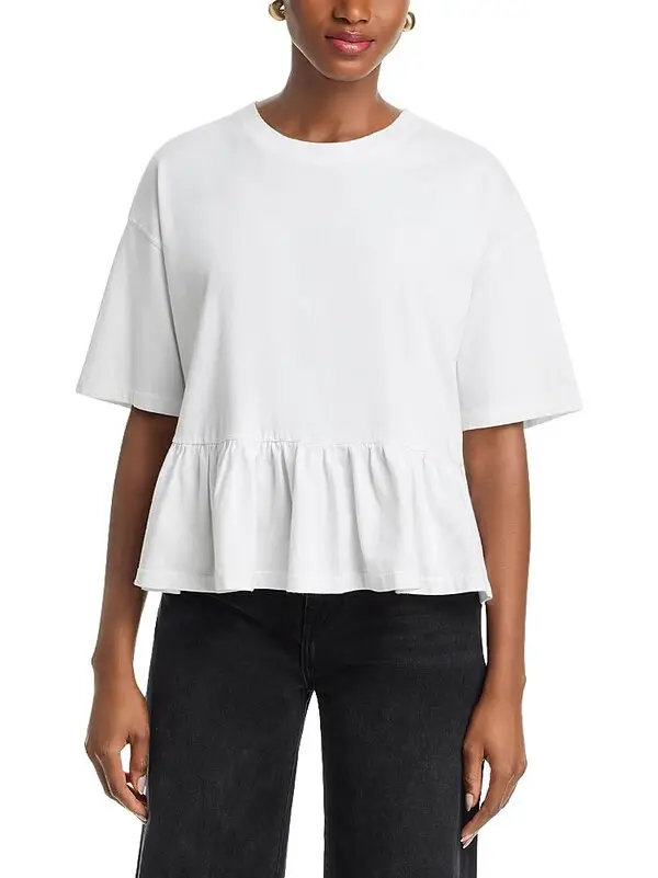 The Great. Oversized Ruffle Tee - True White