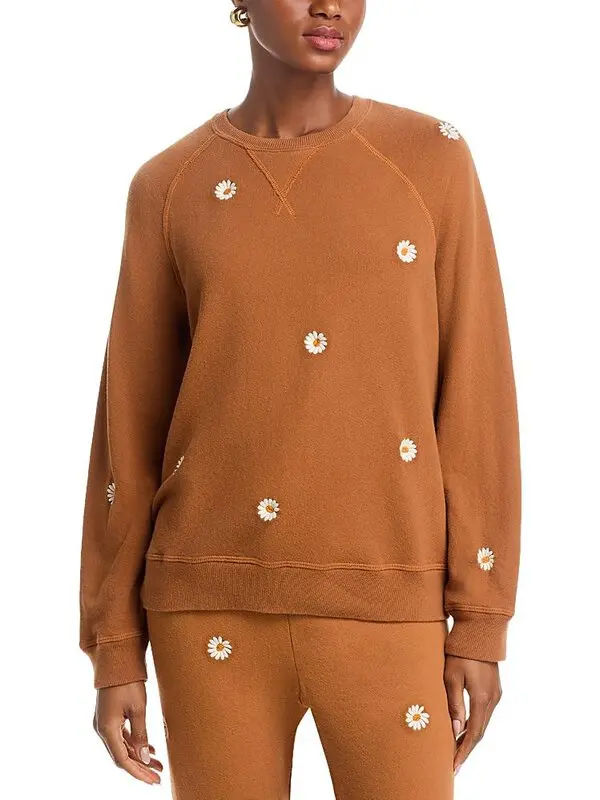 The Great. Flo Daisy Embroidered Sweatshirt - Suntan