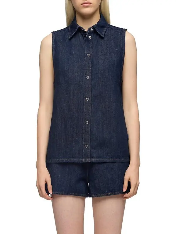 7 For All Mankind Sleeveless Denim Shirt - Blossom