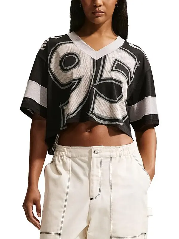 Nike Oversized Cropped Jersey Top - Black Chal
