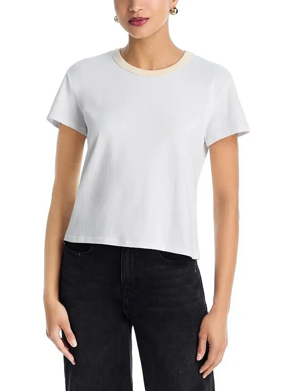 PERFECTWHITETEE Billie Contrast Crewneck Tee - White/custard