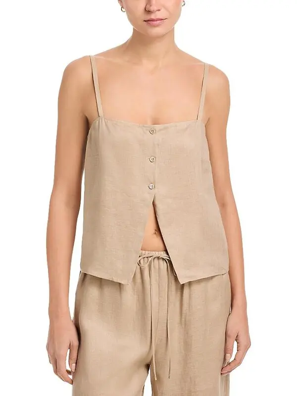 FRAME The Linen Button Cami - Flax