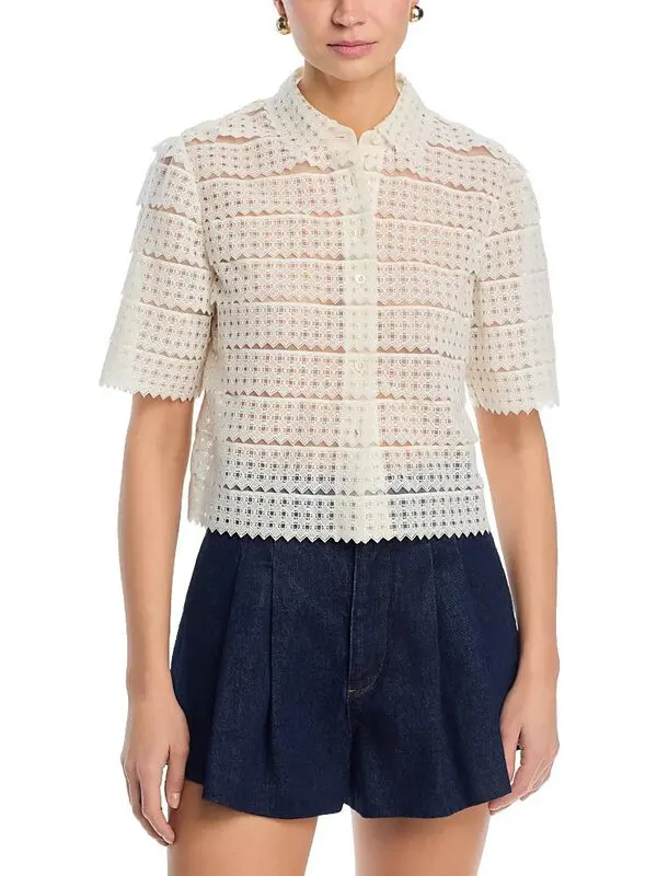 FRAME The Lattice Crochet Top - Cream