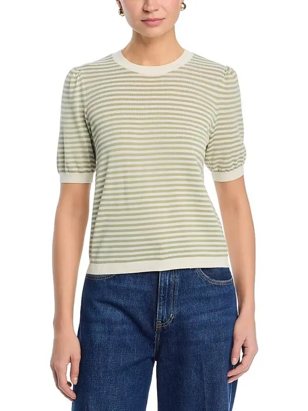 FRAME Striped Gather Sweater - Sage Multi