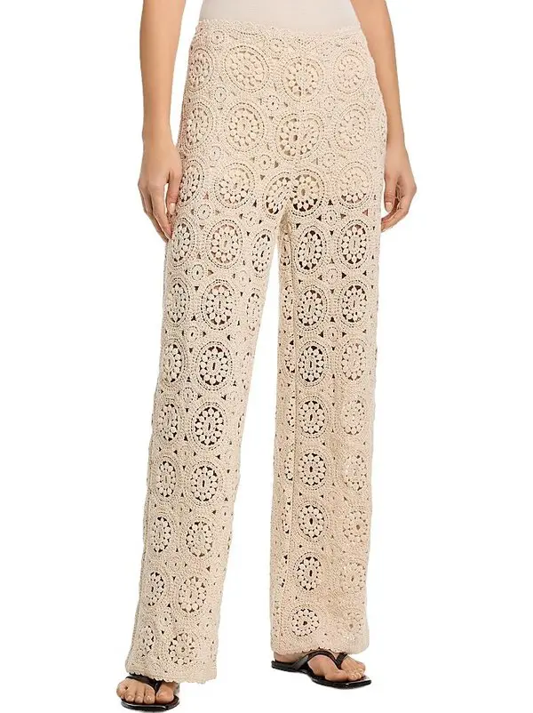 FRAME Crochet Wide-leg Pants - Cream