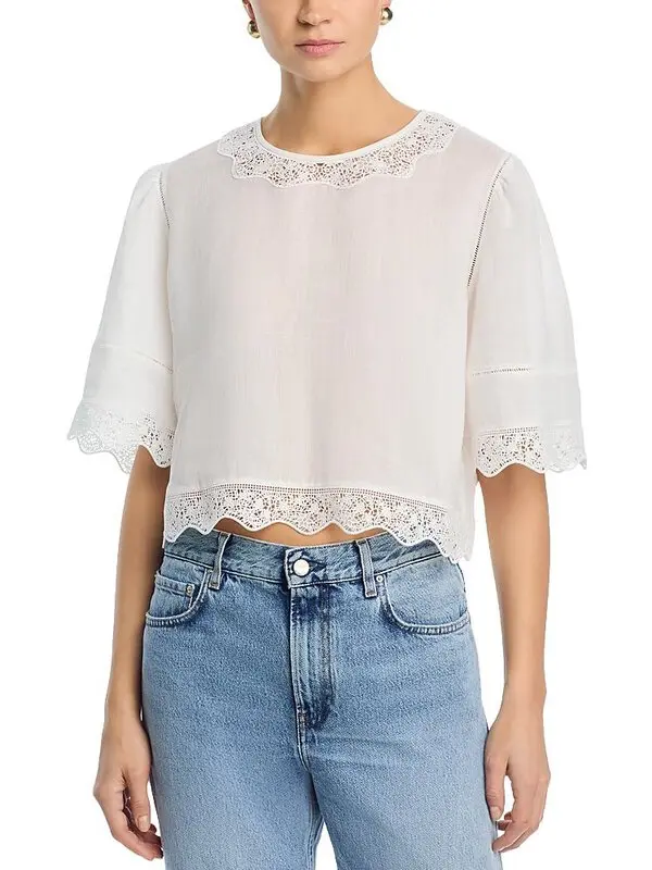 FRAME The Embroidered Top - White