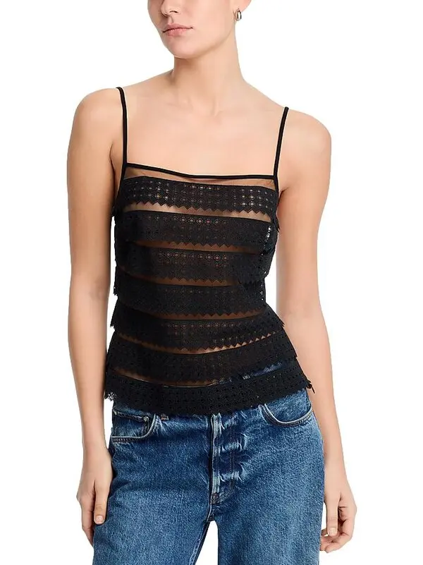 FRAME The Lattice Crochet Cami - Black