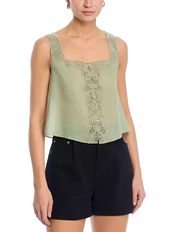 FRAME The Embroidered Tank Top - Sage