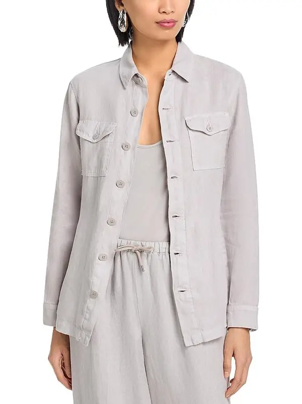 L'Agence Samaya Linen Safari Jacket - Light Pewter
