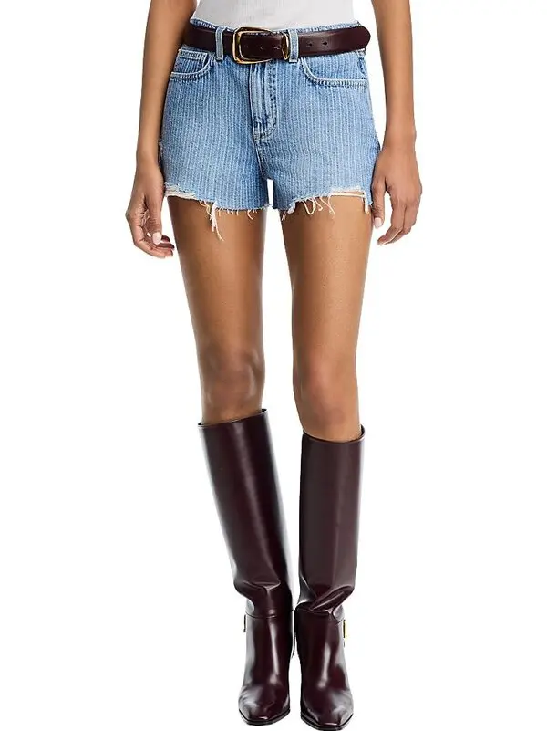 L'Agence Clark High-rise Denim Shorts - Carmel Destruct