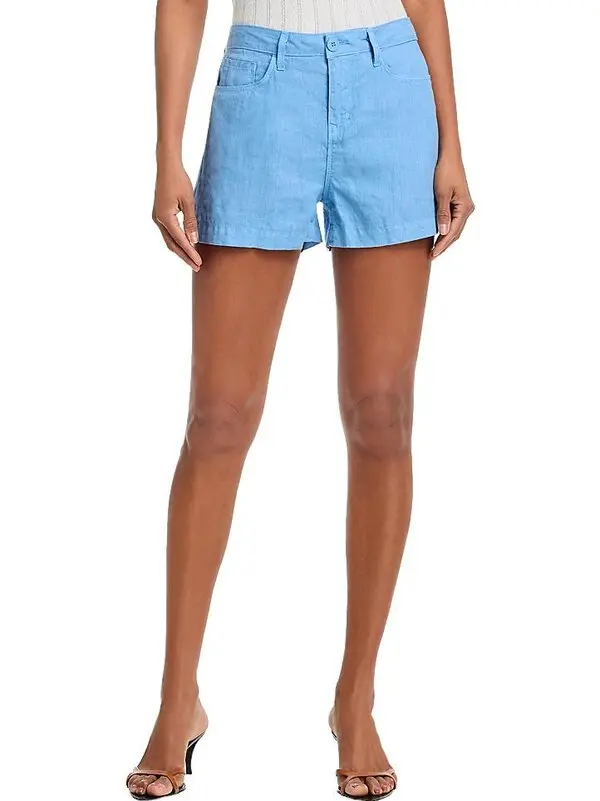 L'Agence Gina High Rise Linen Shorts - Allure Blue
