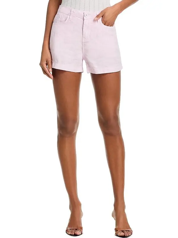 L'Agence Gina Linen High-rise Shorts - Icy Lilac