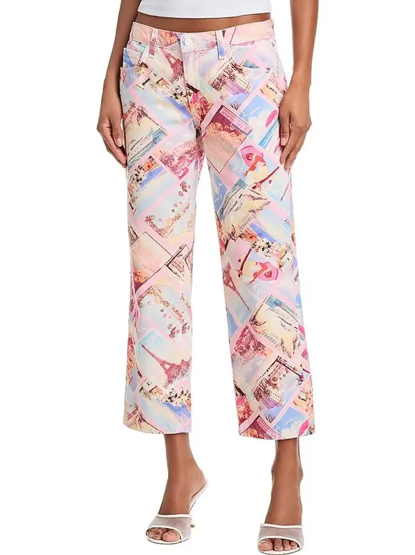 L'Agence Blaine Low Rise Crop Stovepipe Jeans - Pink Postcard