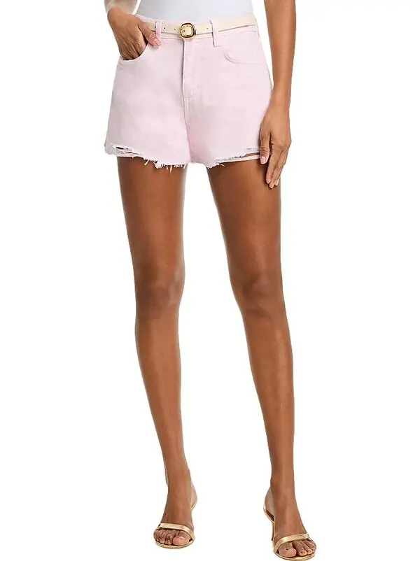 L'Agence Beck High-rise Denim Shorts - Icy Lilac