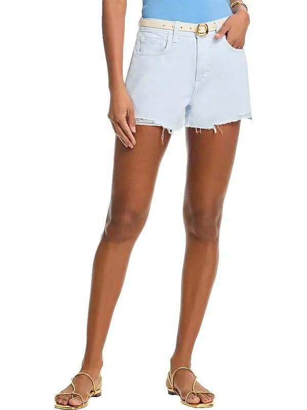 L'Agence Beck High-rise Denim Shorts - Pale Mist