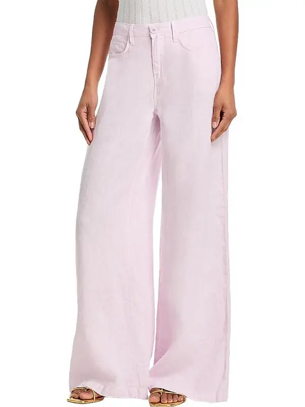 L'Agence Amara High-rise Wide-leg Linen Pants - Icy Lilac