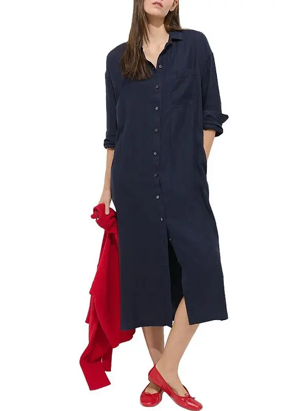 ALEX MILL Kerry Linen Shirt Dress - Dark Navy