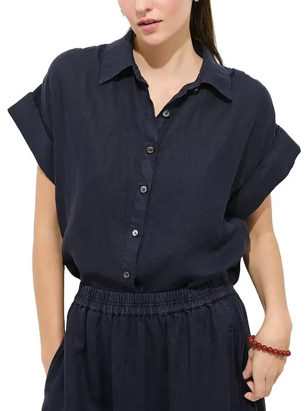 ALEX MILL Maddie Linen Blouse - Dark Navy