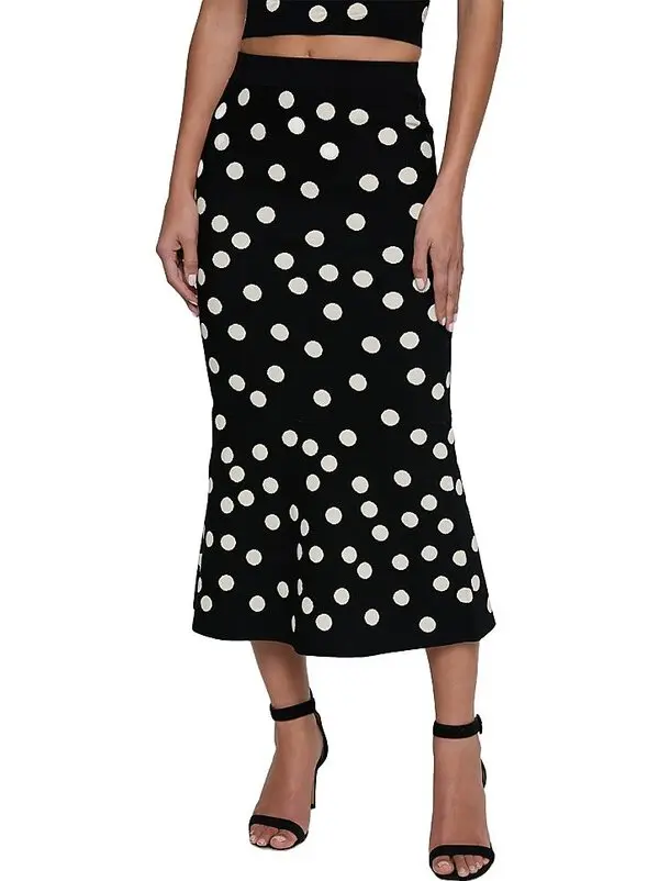 L'Agence Mae Flared Polka Dot Skirt - Black/ecru
