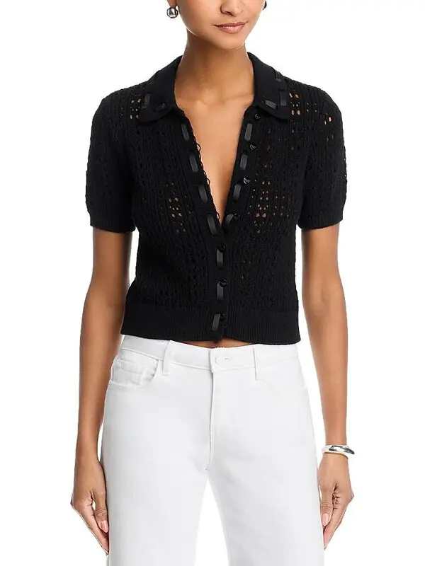 L'Agence Ninette Pointelle Cardigan - Black/black